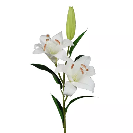 LYS artificiel blanc 2 fleurs 1 bouton 84 cm - Fleurs factices de nos ...